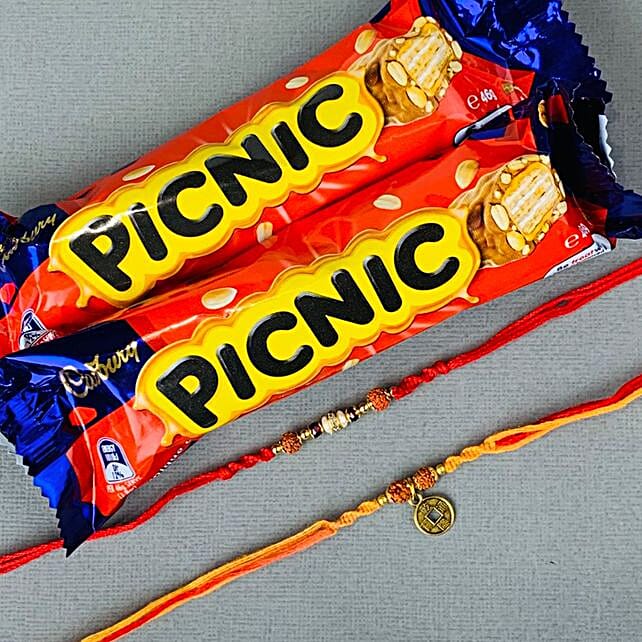 Pavitra Rakhi With Two Picnic Chocolates australia | Gift Pavitra Rakhi ...