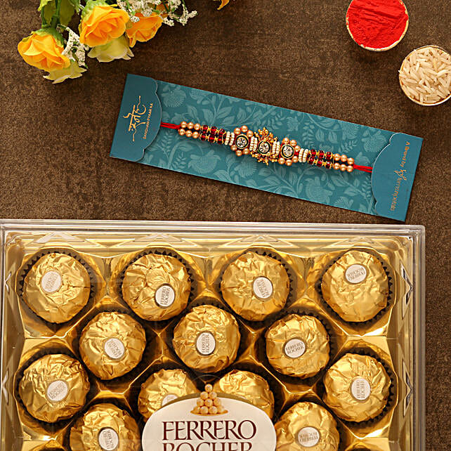 American Diamond Ethnic Rakhi And 16 Pcs Ferrero Rocher australia ...