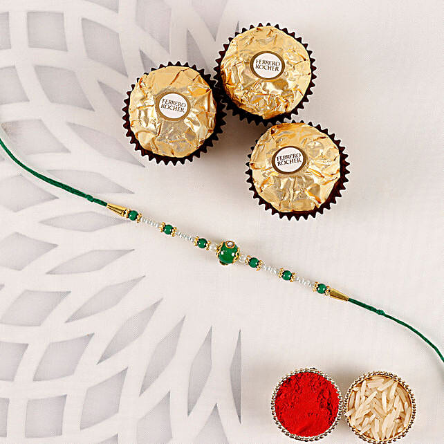 Fancy Green Rakhi & Ferrero Rocher australia | Gift Fancy Green Rakhi ...