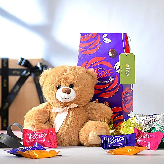 Cute Cuddles & Chocolatey Roses Gift Hamper australia | Gift Cute ...