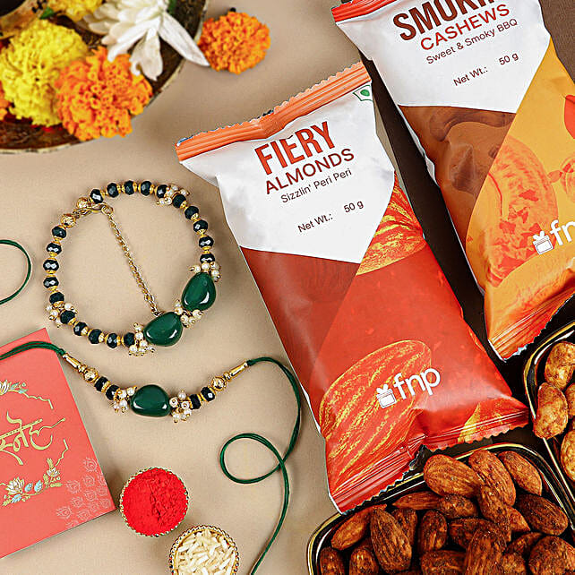 Enchanted Emerald Bhaiya-Bhabhi Pearl Set & Nuts bahrain | Gift ...