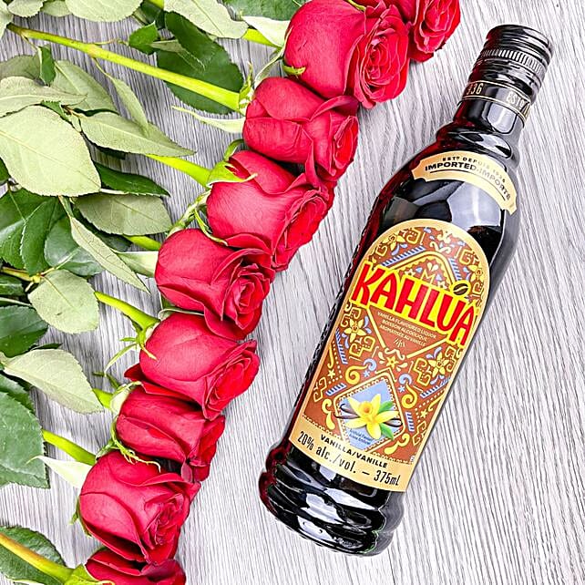 Red Roses Bouquet And Kahlua Flavoured Liquor canada | Gift Red Roses ...