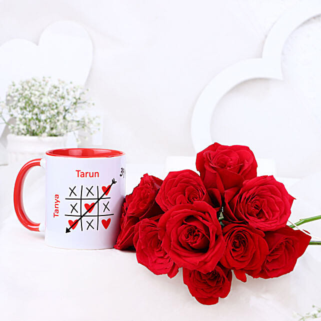 Personalised Linked Hearts Mug N Roses Combo canada | Gift Personalised ...