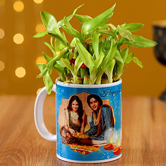 Two Layer Bamboo Plant In White Personalised Mug canada | Gift Two ...