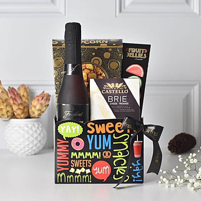 Caramel Popcorn Wine & Brie Cheese Gift Set canada | Gift Caramel ...