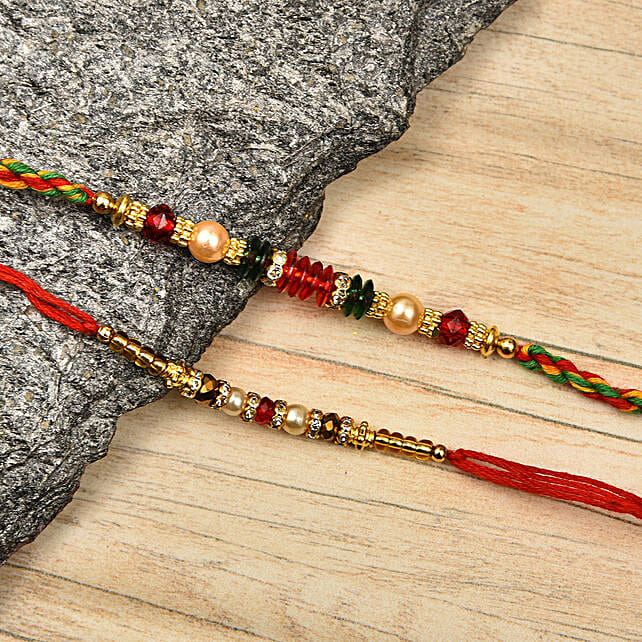 Colorful Metallic Rakhi Set of 2 china | Gift Colorful Metallic Rakhi ...