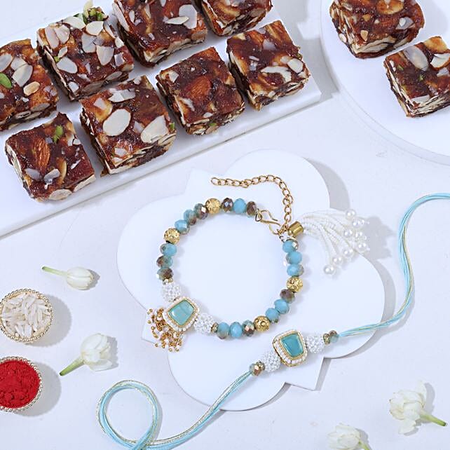 Charming BB Rakhi N Khajoor Burfi Gift denmark | Gift Charming BB Rakhi ...