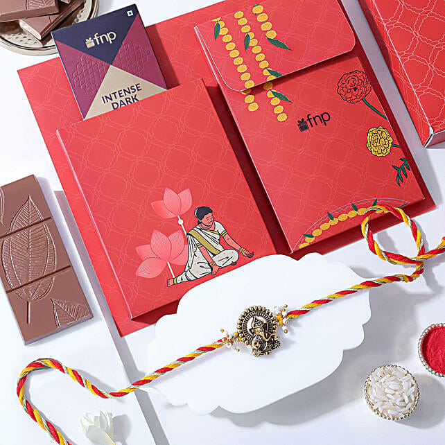 Divine Ganesha Rakhi Chocolate Hamper denmark | Gift Divine Ganesha Rakhi Chocolate Hamper- FNP
