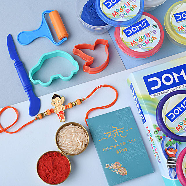 Sneh Bal Ganesha Rakhi with Doms Colourful Dough Kit egypt | Gift Sneh ...