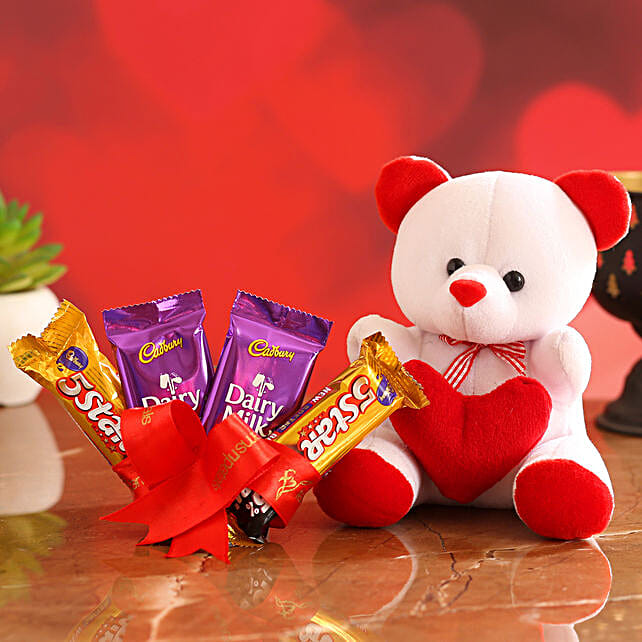 Cute Teddy With Chocolates guam | Gift Cute Teddy With Chocolates- FNP