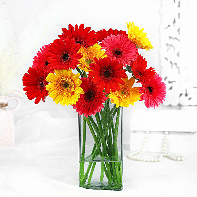 Vibrant Gerbera Vase indonesia | Gift Vibrant Gerbera Vase- FNP