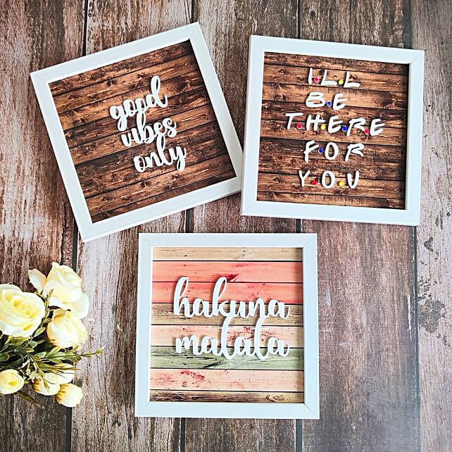Good Vibes Set Of 3 Frames italy | Gift Good Vibes Set Of 3 Frames- FNP