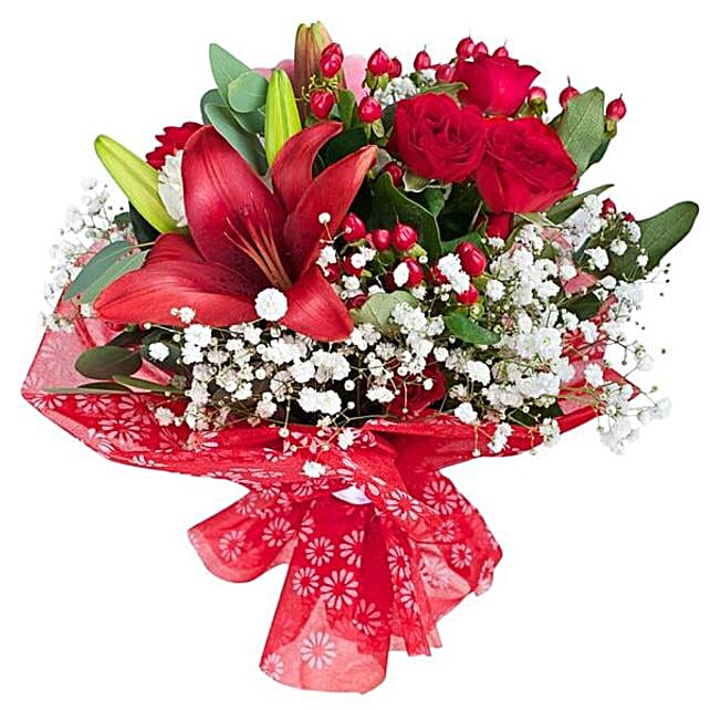 Red Sprinkle Floral Bouquet italy | Gift Red Sprinkle Floral Bouquet- FNP