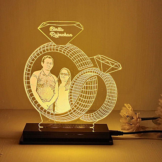 Personalised Ring Couple LED Lamp italy | Gift Personalised Ring Couple ...