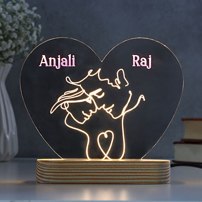 Personalised Heart-Shaped LED Glow Lamp kuwait | Gift Personalised ...