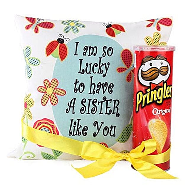 Buy/Send Cushion and Pringles For Sister Online- FNP