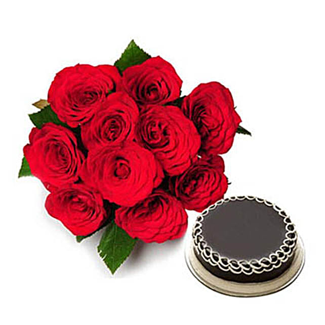Buy/Send Red Roses With Cake For Corp Online- FNP