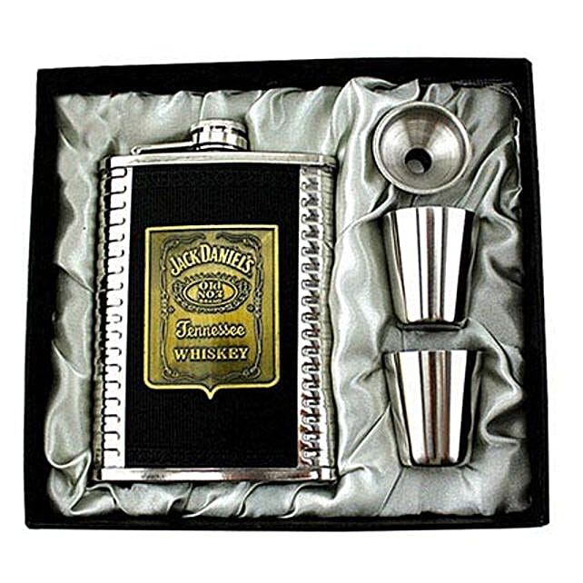 Buy/Send JD Hip Flask With Shot Glasses Online- FNP