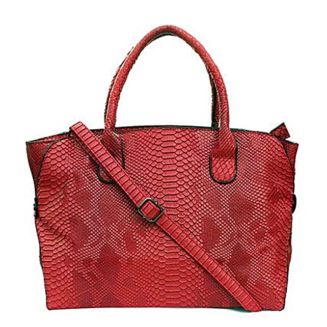 Buy/Send Snake Print Red HandBag Online- FNP