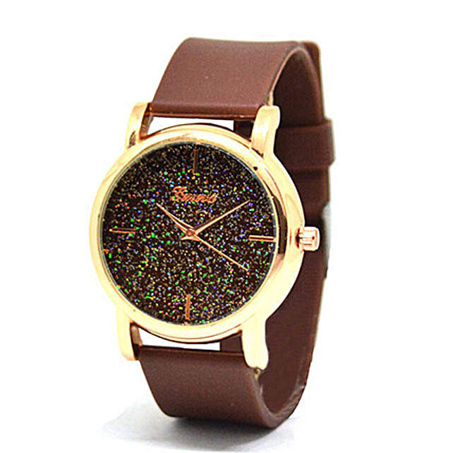 Buy/Send Brown Sparkle Watch For Women Online- FNP