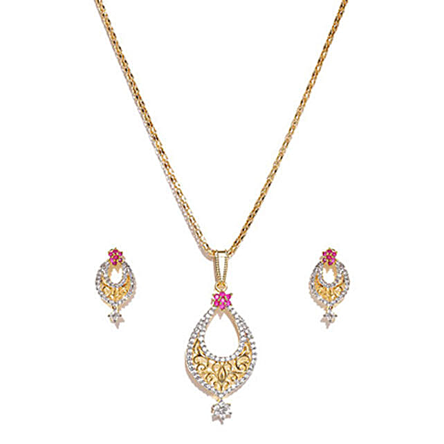 Buy/Send Estelle Magenta Stone Jewellery Set Online- FNP
