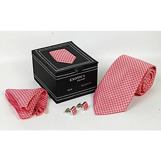 Buy/Send Red N White Checkered Tie Set Online- FNP