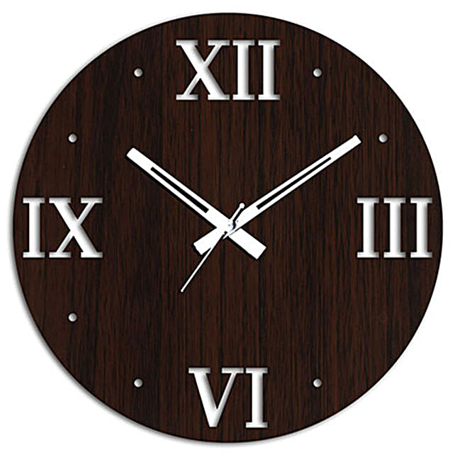 Buy/Send Roman Brown Wooden Wall Clock Online- FNP