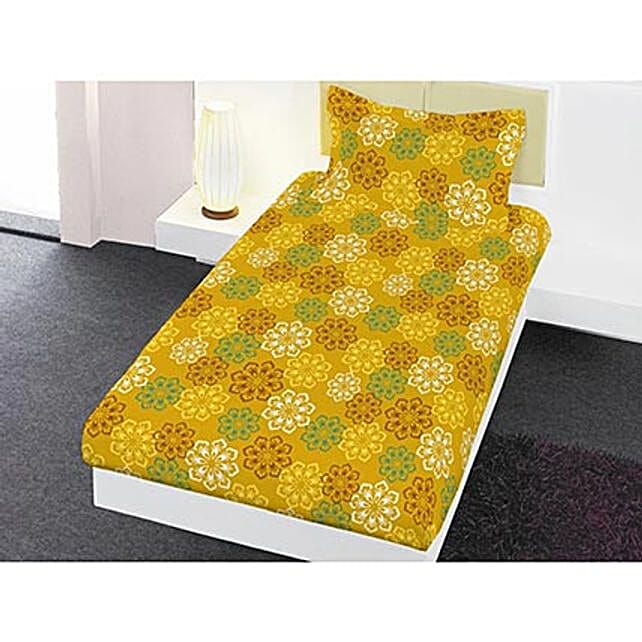Buy/Send Bombay Dyeing Yellow Single Bed Sheet Online- FNP