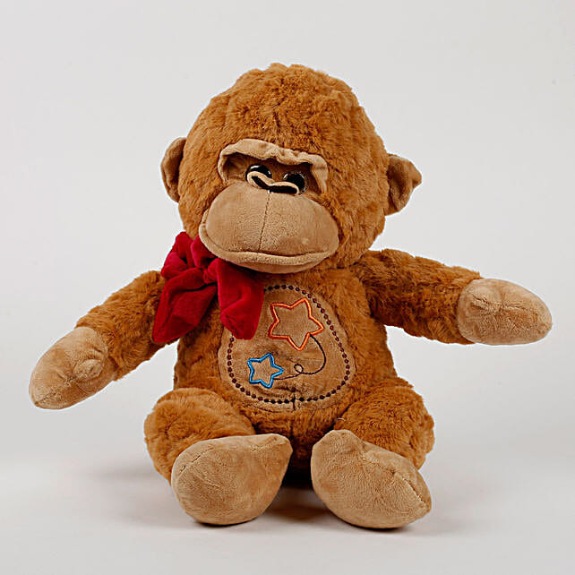 Buy/Send Sitting Monkey Soft Toy Brown Online- FNP