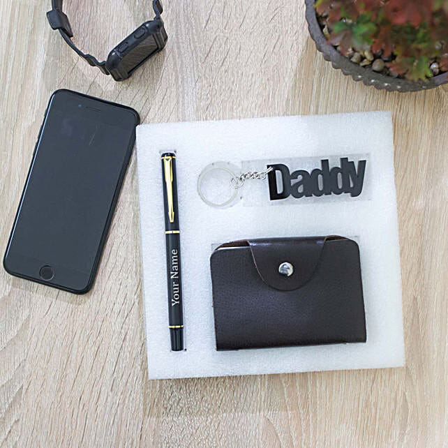 Buy/Send Cardholder, Personalised Pen & Keychain Set For Dad Online- FNP