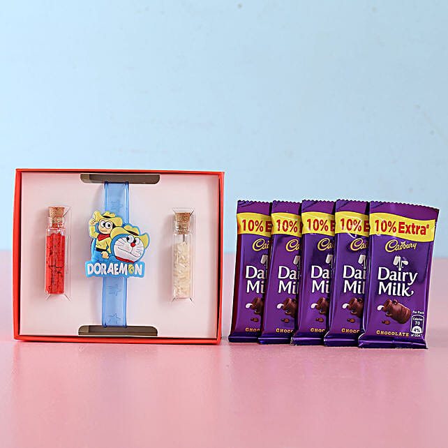Buy/Send Doraemon Kids Rakhi & Dairy Milk Combo Online- FNP