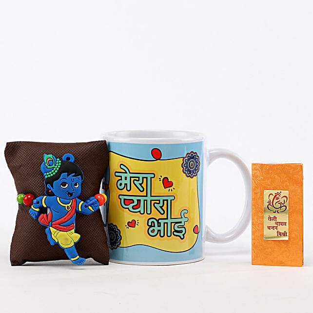 Buy/Send Pyara Bhai Mug & Little Krishna Rakhi Online- FNP