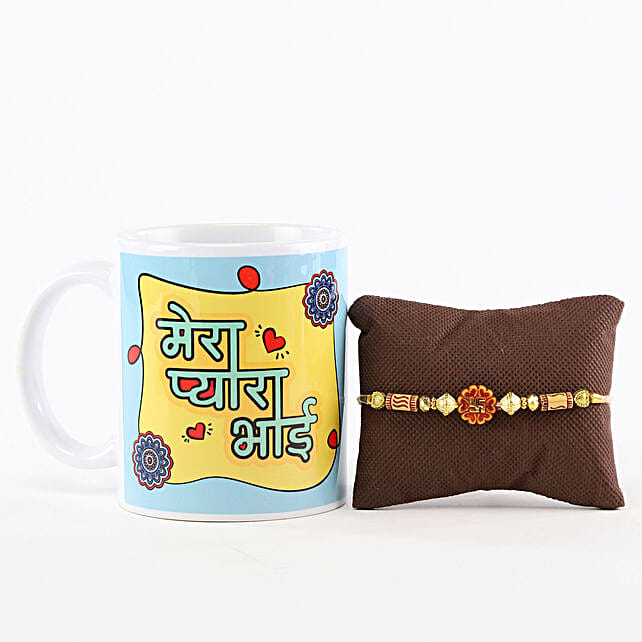 Buy/Send Pyara Bhai Mug & Swastik Rakhi Online- FNP
