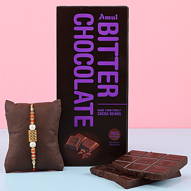 Buy/Send Amul Bitter Chocolate & Rakhi Combo Online- FNP