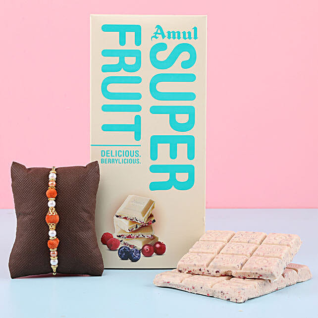 Buy/Send Amul Super Fruit Chocolate Bar & Rakhi Combo Online- FNP