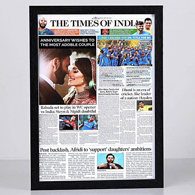 Buy/Send TOI Front Page Personalised Frame-Anniversary Online- FNP