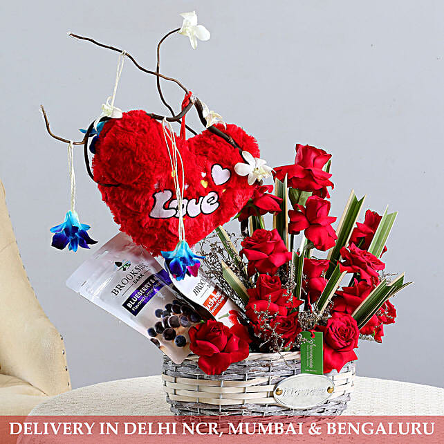 Buy/Send Roses & Orchids Basket With Brookside Candy Online- FNP
