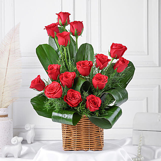 Buy/Send Delightful Red Roses Basket Online- FNP