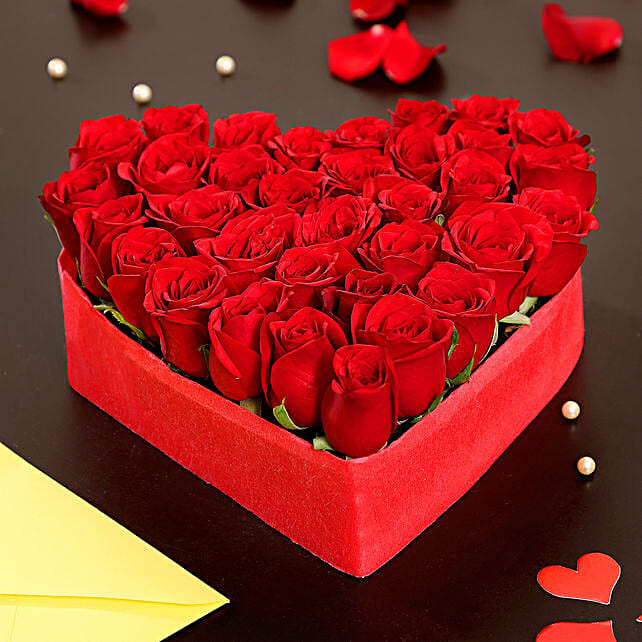 Buy/Send 35 Red Roses Heart Shaped Arrangement Online- FNP