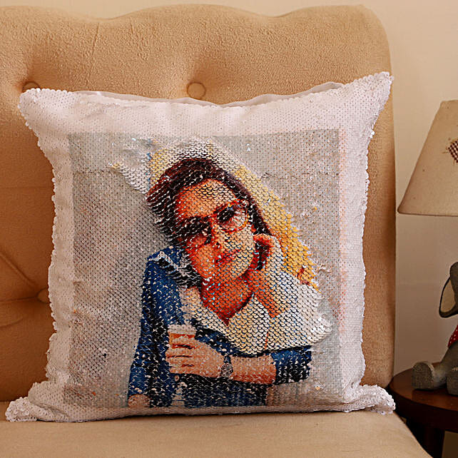 Buy/Send Personalised Double Sided Sequin Cushion Online- FNP