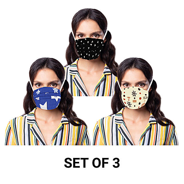 Buy/Send Pleated Cotton Face Mask- Pack of 3 Online- FNP