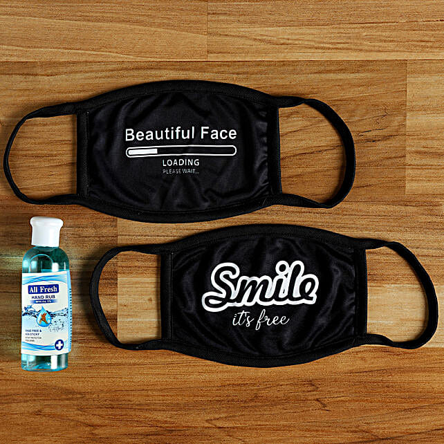 Buy/Send Special Graffiti Face Mask For Women & Sanitizer Combo Online- FNP