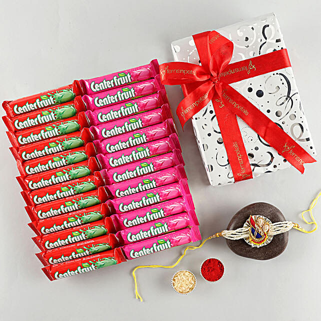 Buy/Send Pearl Rakhi & Center Fruit Watermelon Chewing Gum Online- FNP
