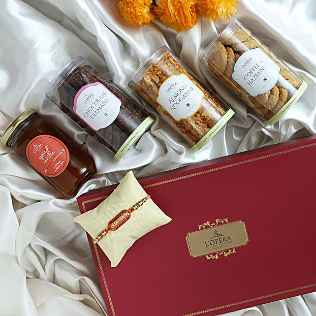 Buy/Send L'Opera Eggless Cookies & Capsule Rakhi Online- FNP