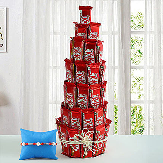 Buy/Send Kit Kat Tower & Pearl Rakhi Combo Online- FNP