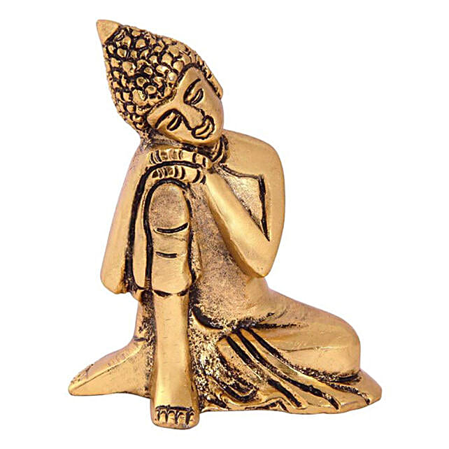 Buy/Send Buddha Sitting Resting Face On The Knee In Metal Online- FNP