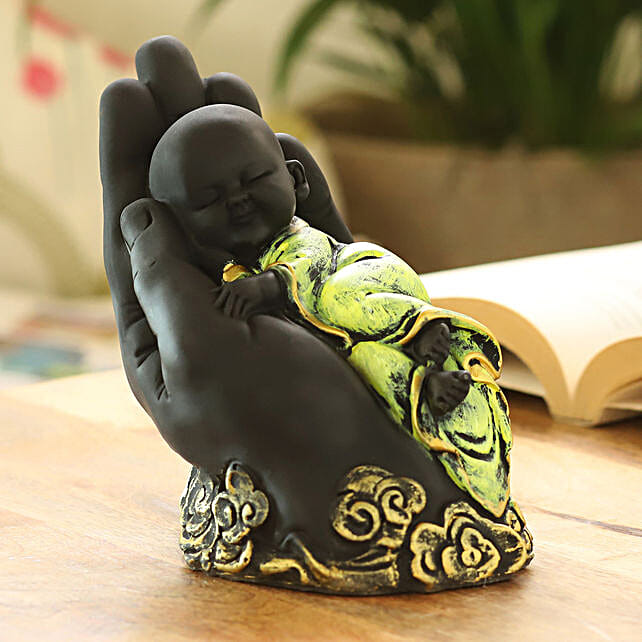 Buy/Send Sleeping Monk On Hand Idol- Black & Green Online- FNP