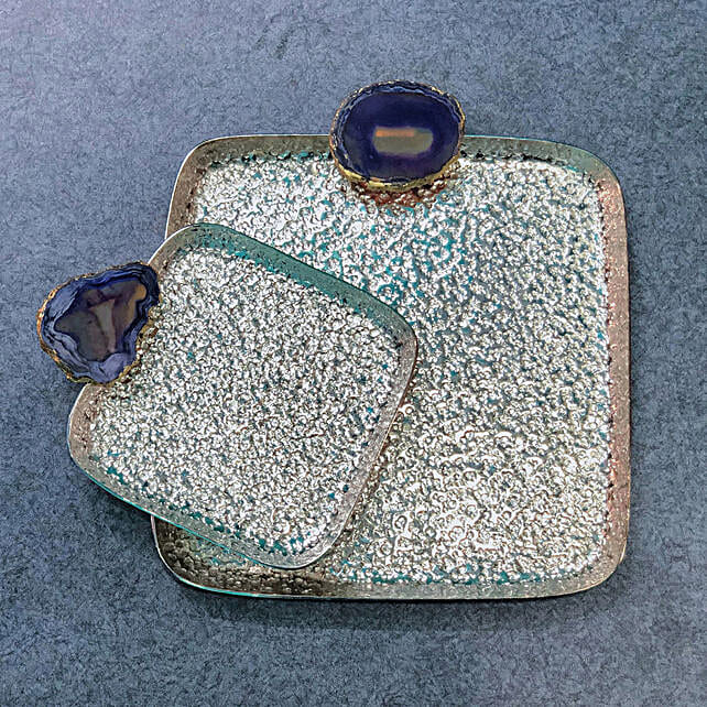 Buy/Send Purple Silver Agate Platter Set Online- FNP
