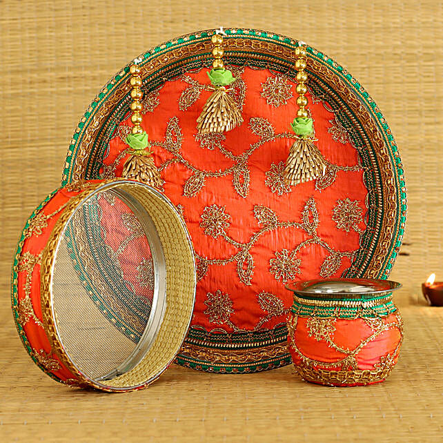 Buy/Send Gorgeous Rust Pink Thali Set Online- FNP