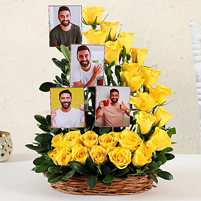 Buy/Send Personalised Yellow Roses Basket Arrangement Online- FNP